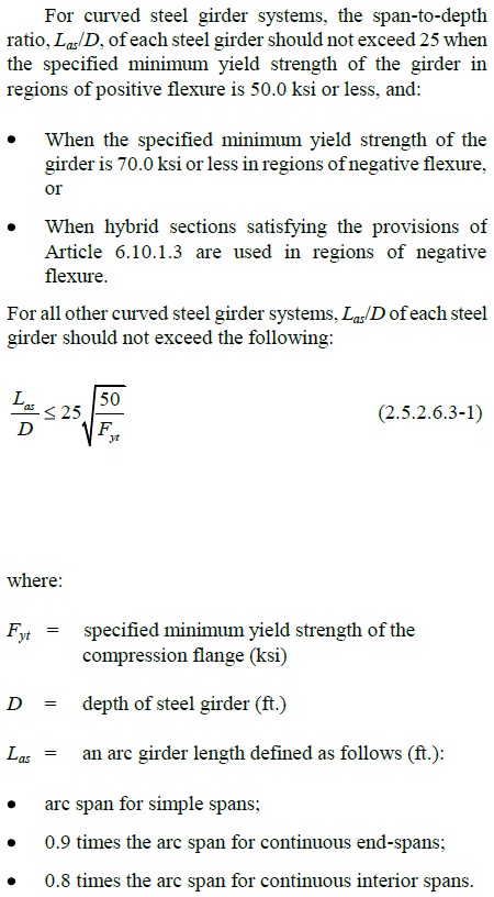 Bridge Span According to AASHTO LRFD
