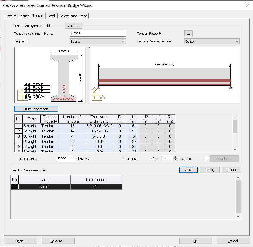 Design with Prestress Tendon Profile in midas Civil