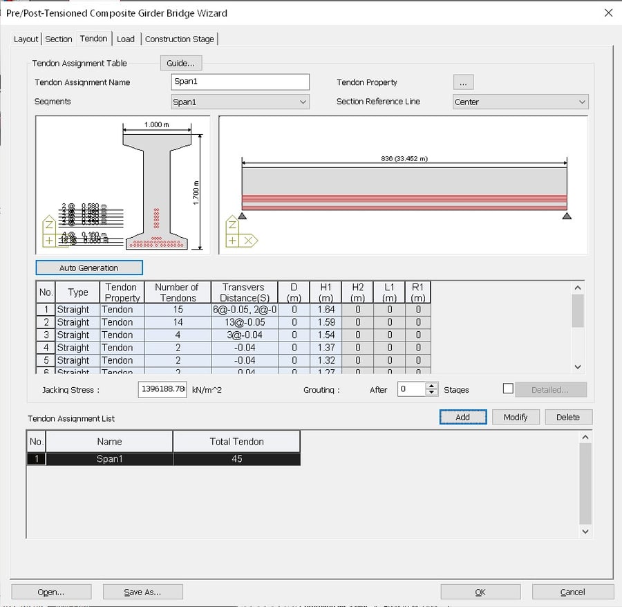 Design with Prestress Tendon Profile in midas Civil