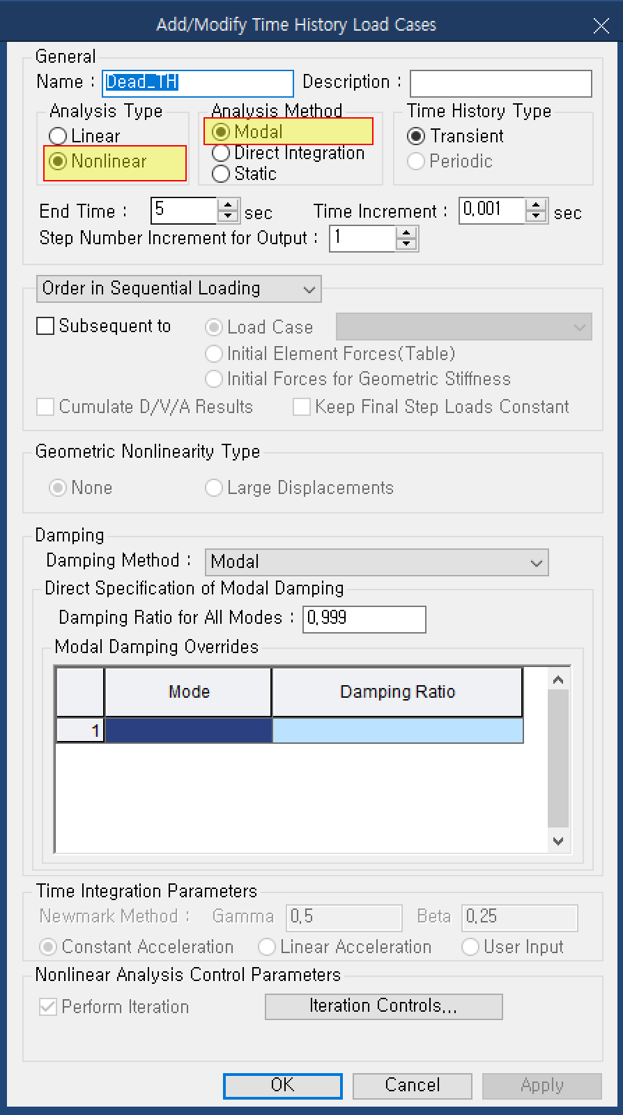[Part 1. Modal method] Initial Load Optimization in Nonlinear Time ...
