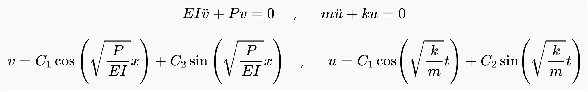 Differential Equations for Column Buckling and Structural Dynamics